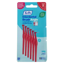 Buy Tepe Angled Red Brush Size 2 - 6 Pack | Online Pharmacy UK