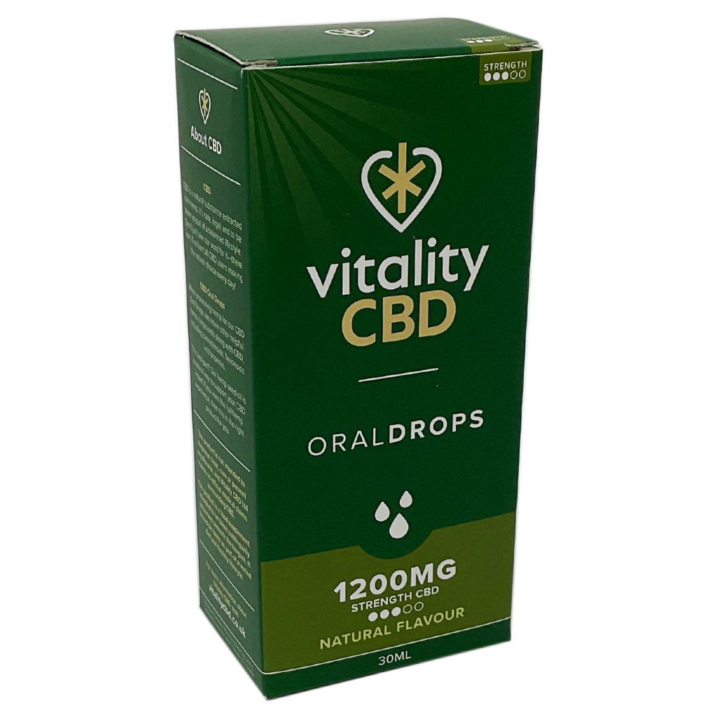 Vitality CBD 1200mg Oral Drops Natural Flavour 30ml | CBD Drops | UK ...